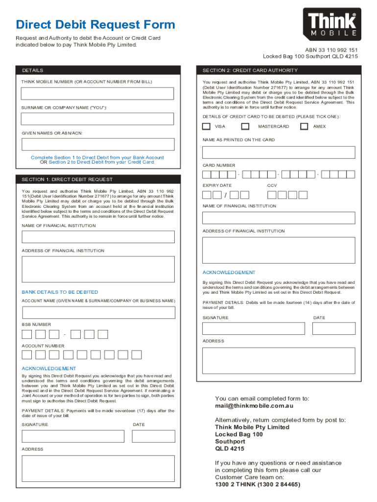 Fillable Online 21 Printable direct debit request authority form ...