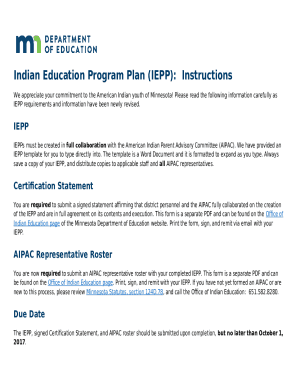 Indian Education Program Plan Template Doc Template | pdfFiller
