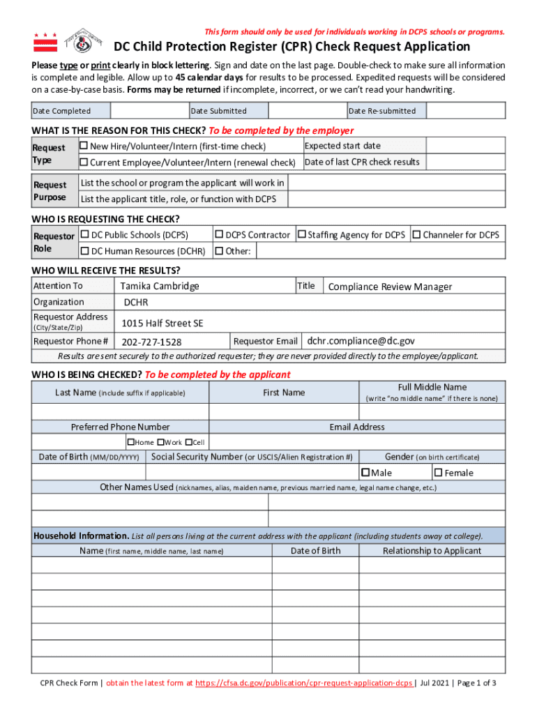 Fillable Online cfsa dc Licensure CompliancedcpsTeacher Application ...
