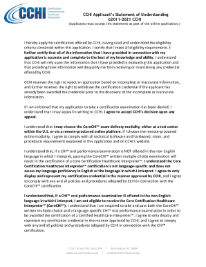 Fillable Online Eligibility - CCHIRenewal Process - CCHICouncil of ...