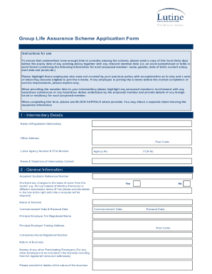 Fillable Online Group Life Assurance Scheme Application Form Fax Email ...