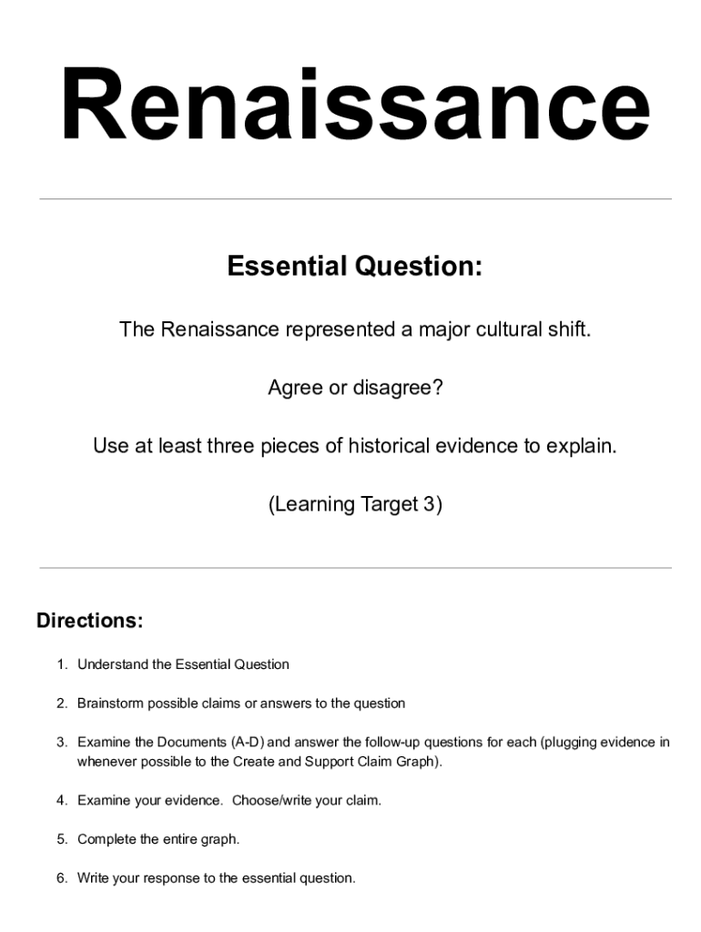 Fillable Online blogs waukeeschools Renaissance Packet - Google Docs ...