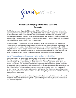Fillable Online DOC SOAR Medical Summary Report (MSR) Interview Guide ...