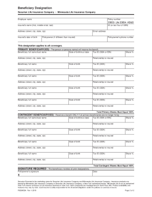 Fillable Online Securian Life Insurance Beneficiary Form Fax Email ...