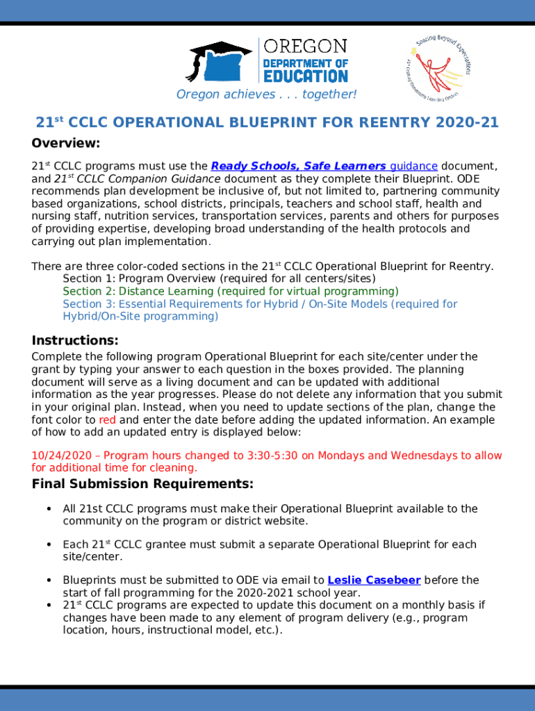 Operational Blueprint Template - Oregon Doc Template | pdfFiller