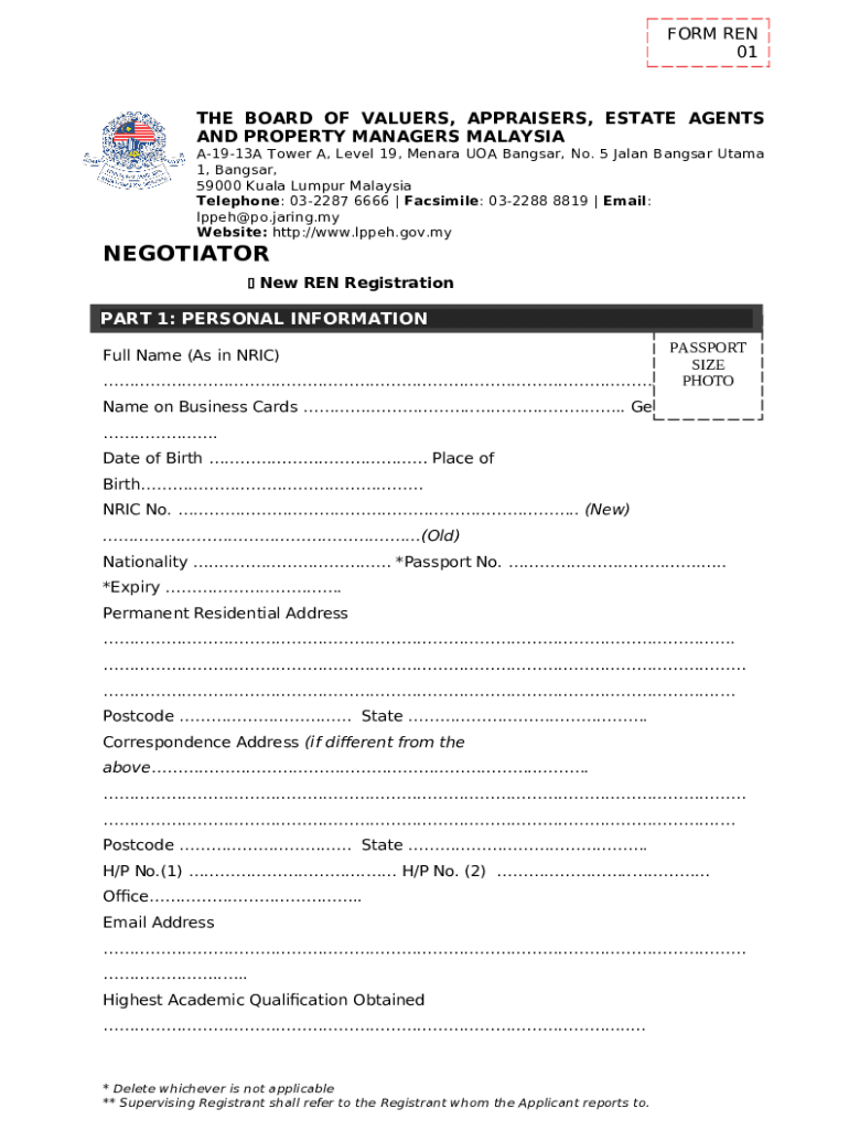 APPLICATION FOR REGISTRATION AS NEGOTIATOR Doc Template ... Doc ...