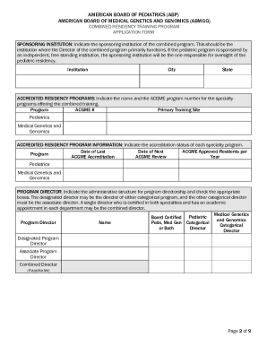 Fillable Online ABP/ABMGG Combined Residency Training Program ...