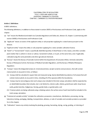 Fillable Online CALIFORNIA CODE OF REGULATIONS TITLE 3. FOOD AND ...