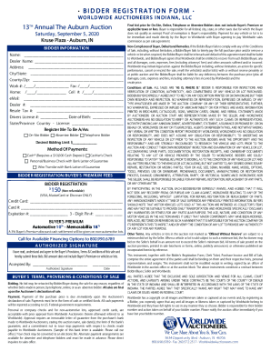 Fillable Online PDF 13TH Annual The Auburn Auction BIDDER REGISTRATION ...