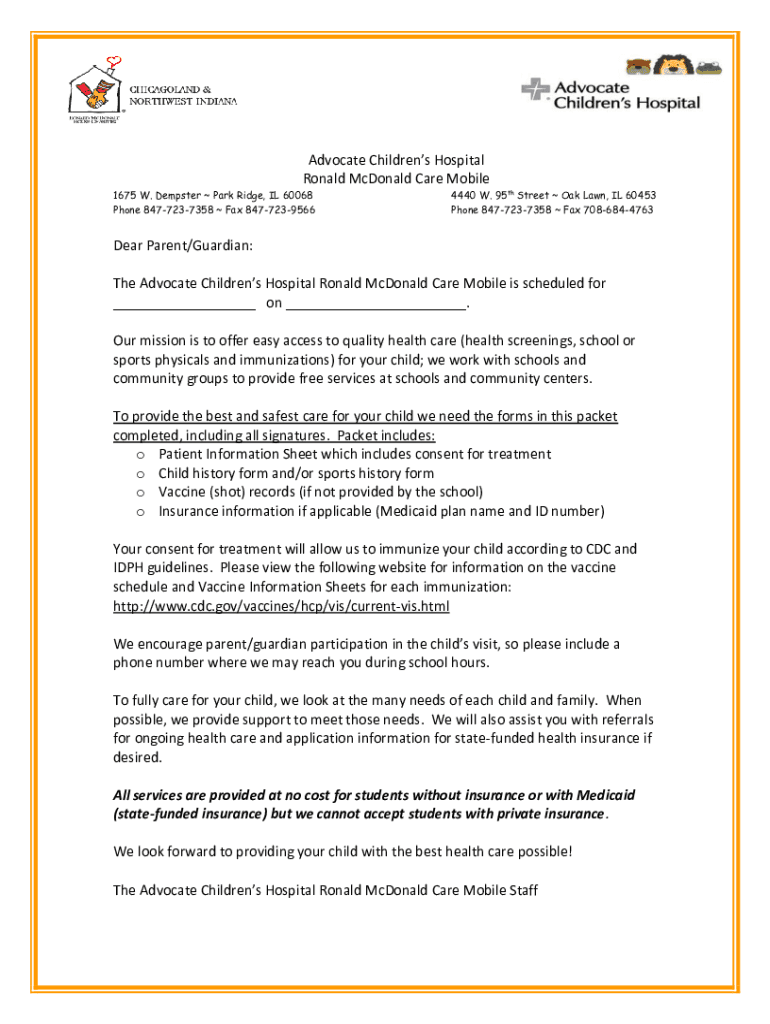 Fillable Online Care Mobile Consent Form - Advocate Children's Hospital ...