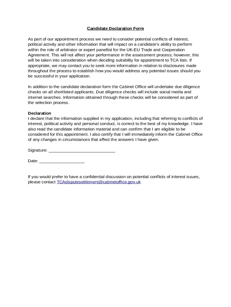 Candidate Declaration - GOV.UK Doc Template | pdfFiller