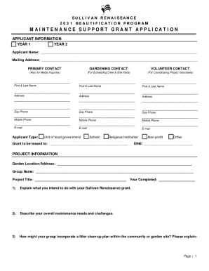 Fillable Online MAINTENANCE SUPPORT GRANT INFORMATION Fax Email Print ...