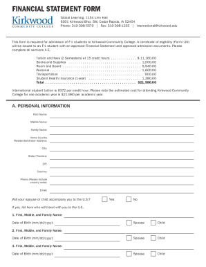 Fillable Online Kirkwood Community College International Student ...