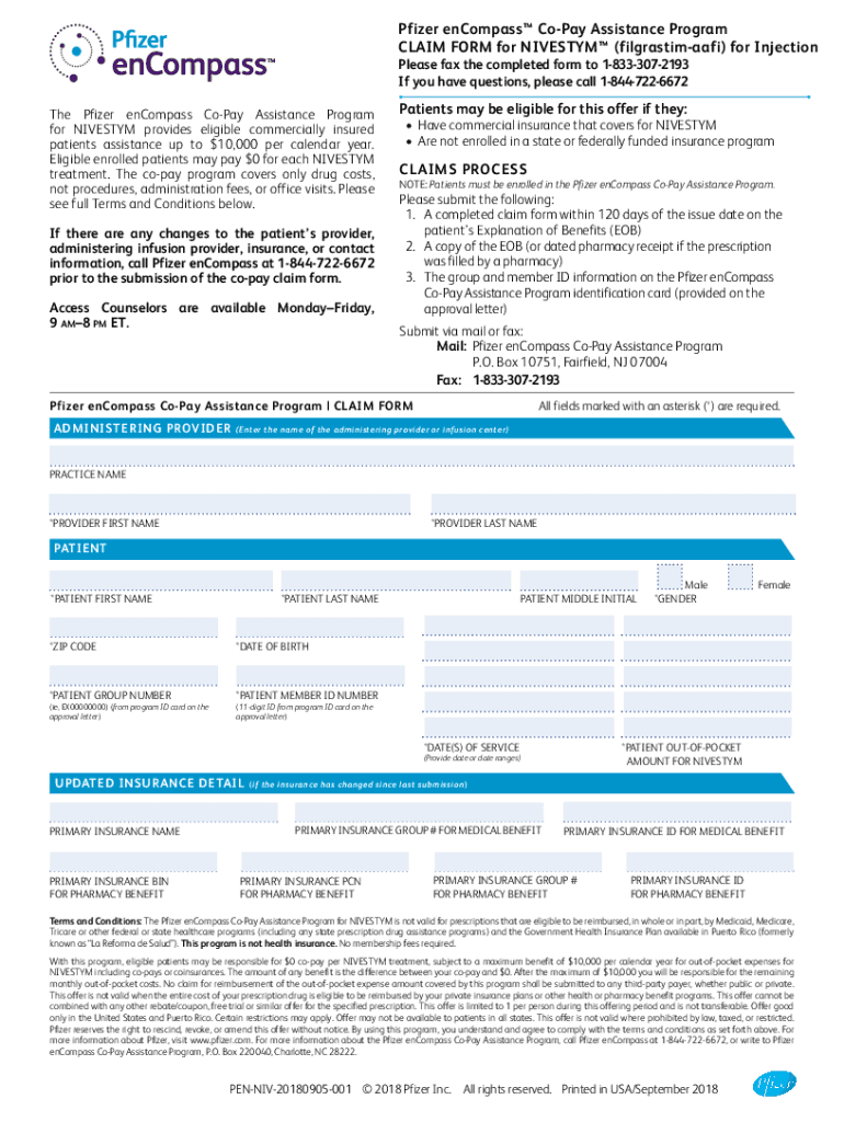 Fillable Online Pfizer Co-Pay Claim Form Fax Email Print - pdfFiller