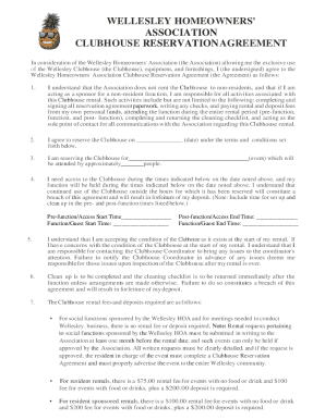 Fillable Online Hoa Clubhouse Rental Agreement - rentalsz.com Fax Email ...
