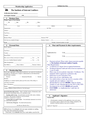 Fillable Online IIA Membership Application - Institute of Internal ...