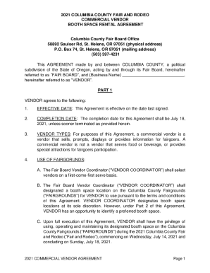 Fillable Online Vendor Booth Rental Agreement - rentalsz.com Fax Email ...