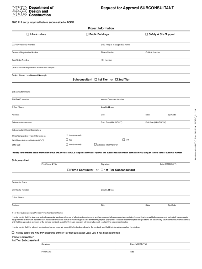 Fillable Online Request for Approval SUBCONSULTANT Fax Email Print ...