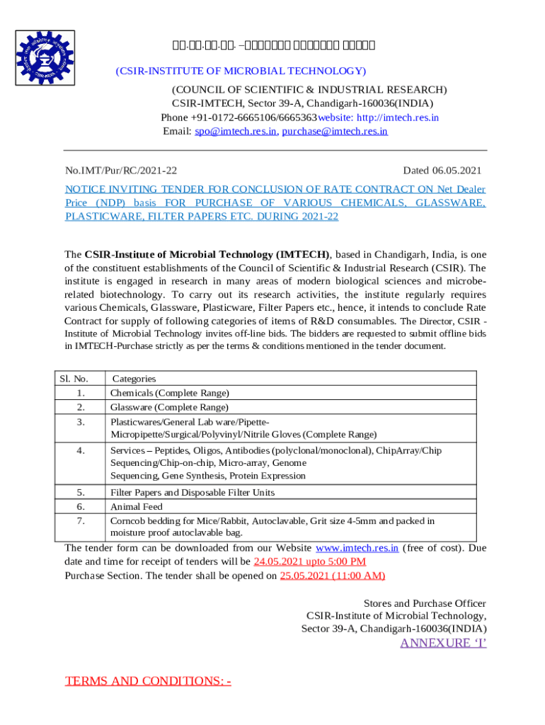 CSIR-Institute of Microbial Technology(CSIR-IMTECH ... Doc Template | pdfFiller