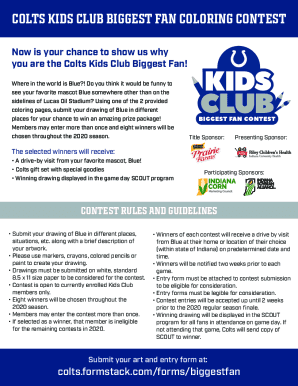 Fillable Online 2020 Colts Biggest Fan Contest - Digital Entry Form Fax ...