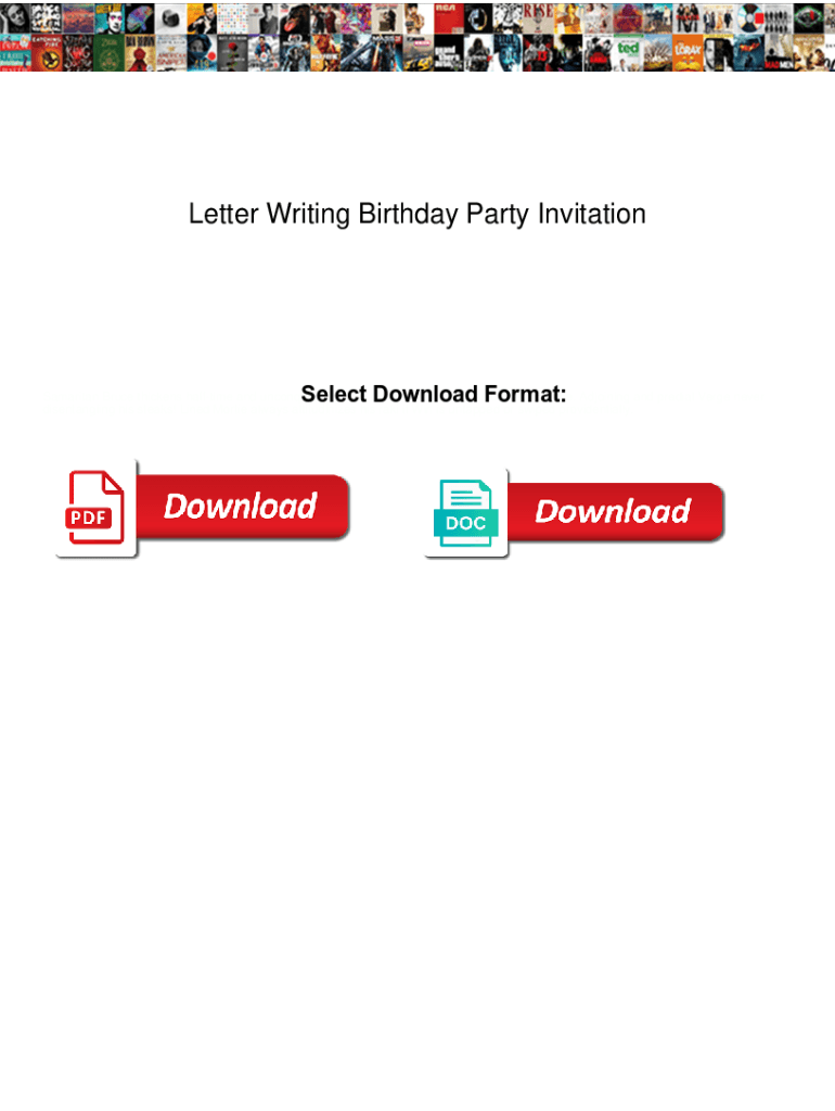 Fillable Online Letter Writing Birthday Party Invitation. Letter ...