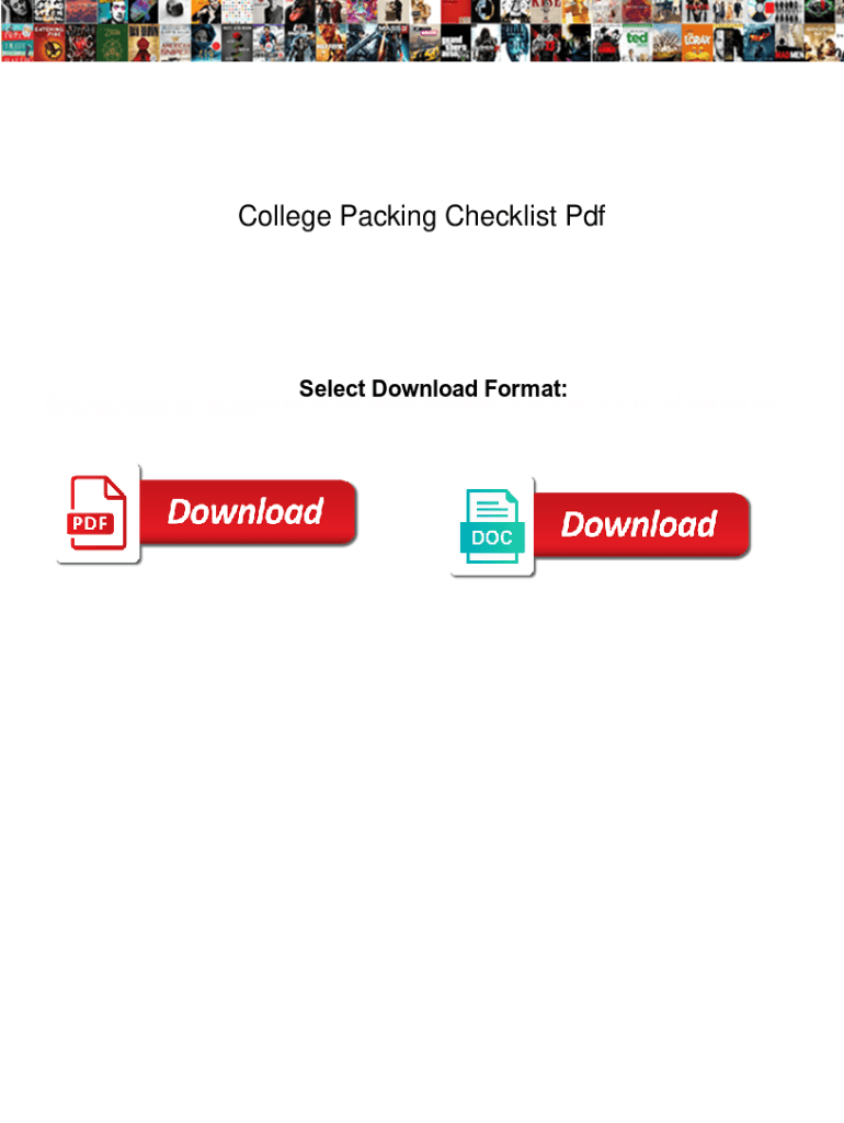 Fillable Online College Packing Checklist Pdf. College Packing ...