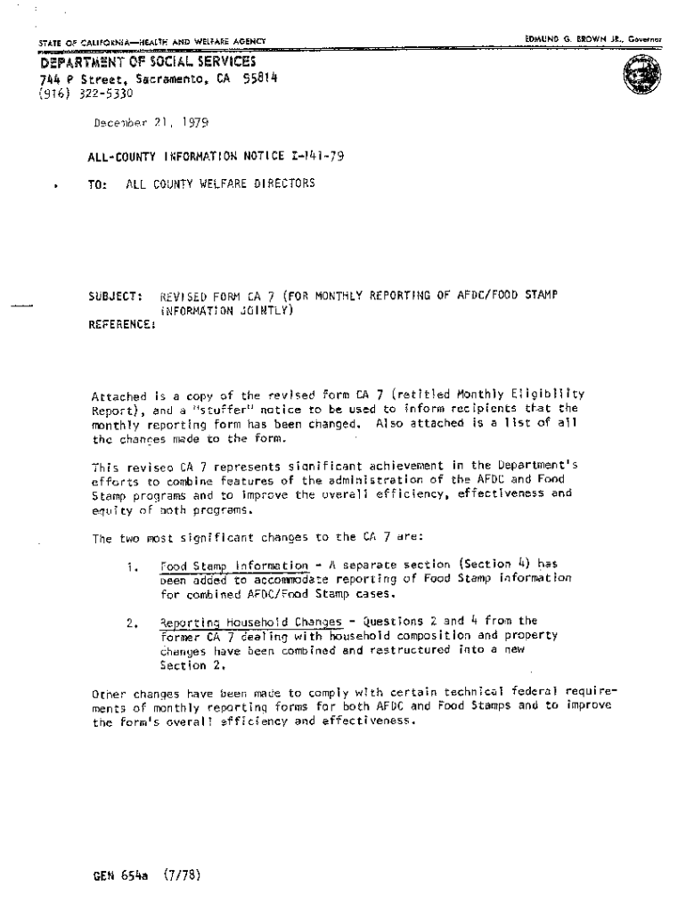 Fillable Online cdss ca REVISED FORM CA 7 (FOR MONTHLY REPORTING OF ...