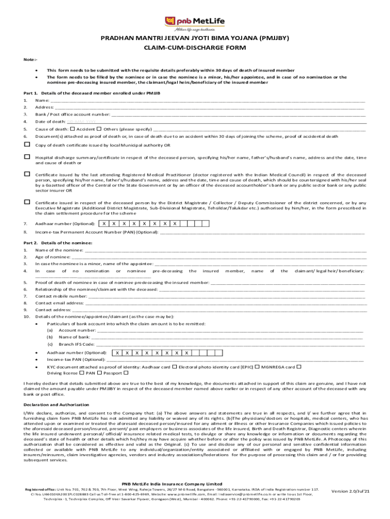 Pmjjby Form Pdf Download - Fill Online, Printable, Fillable, Blank ...