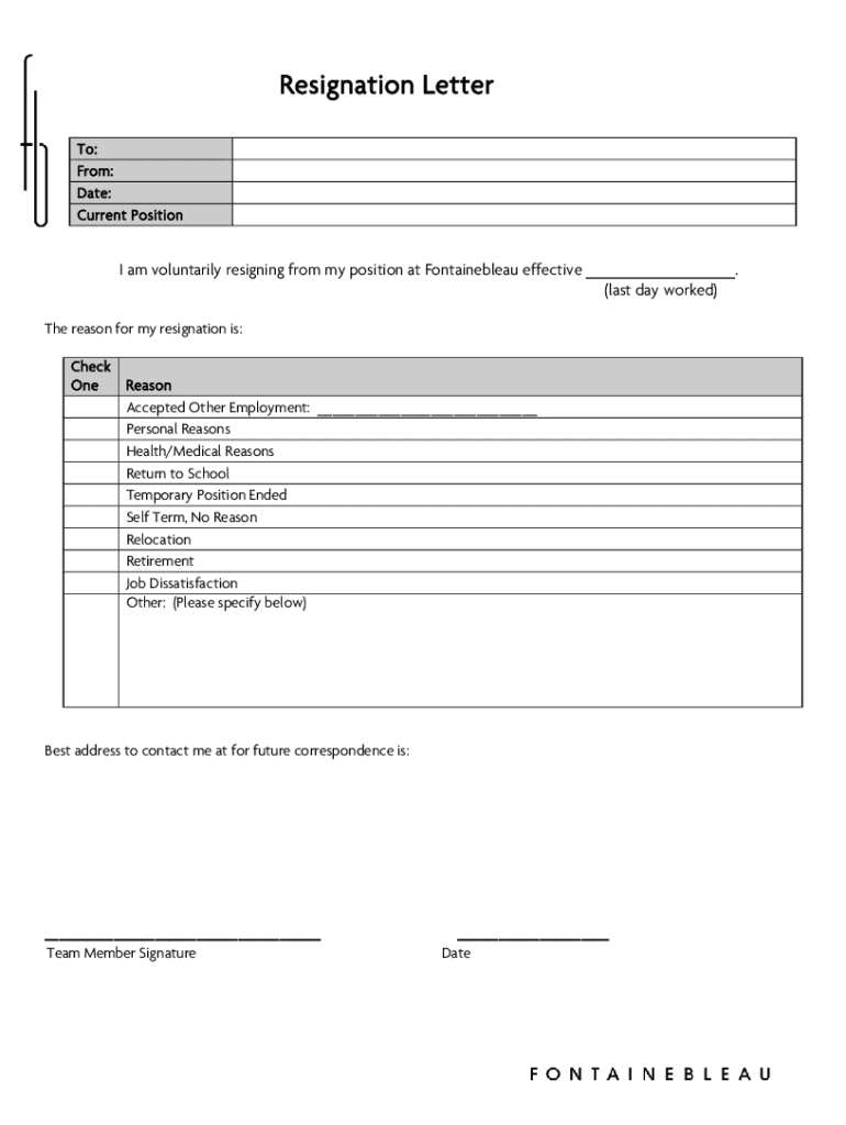 Fillable Online Form - Resignation Letter.docx Fax Email Print - pdfFiller