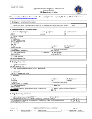 Fillable Online Fillable Online ETA Form 9141 - Foreign Labor ... Fax ...
