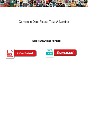 Fillable Online Complaint Dept Please Take A Number. Complaint Dept ...