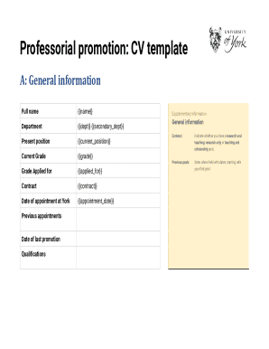 Fillable Online Template for Professorial promotion application form ...