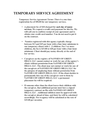 Fillable Online TEMPORARY SERVICE AGREEMENT hard copy.docx Fax Email ...