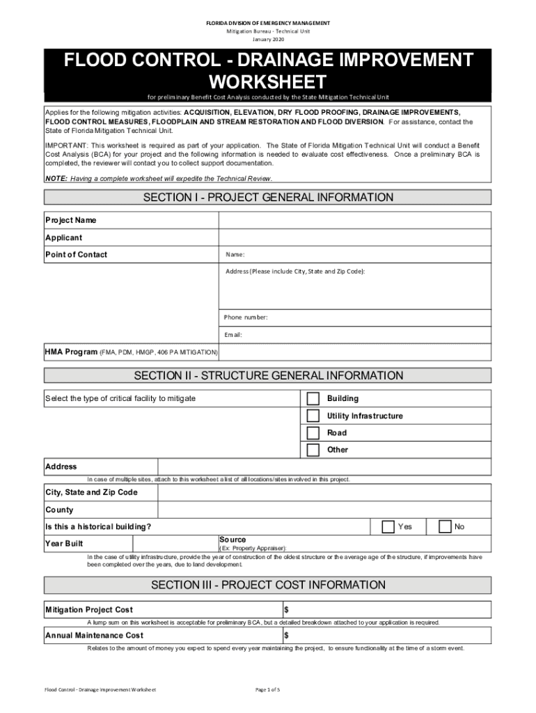 Fillable Online Flood Control Drainage Imp Worksheet 2019 Update.xlsx ...