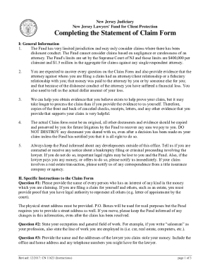 Fillable Online Completing the Statement of Claim Form. Completing the ...