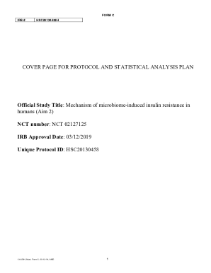 Fillable Online COVER PAGE FOR PROTOCOL AND STATISTICAL ANALYSIS PLAN ...