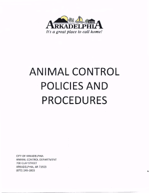 Fillable Online PDF ANIMAL CONTROL POLICIES AND PROCEDURES - City of ...
