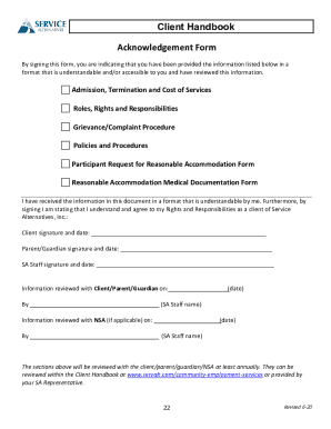 Fillable Online A Sample Employee Handbook Acknowledgement of ...