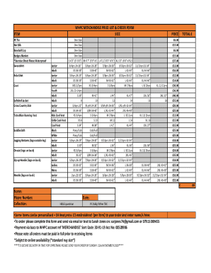 Fillable Online branches pcuk WHPC MERCHANDISE PRICE LIST & ORDER FORM ...