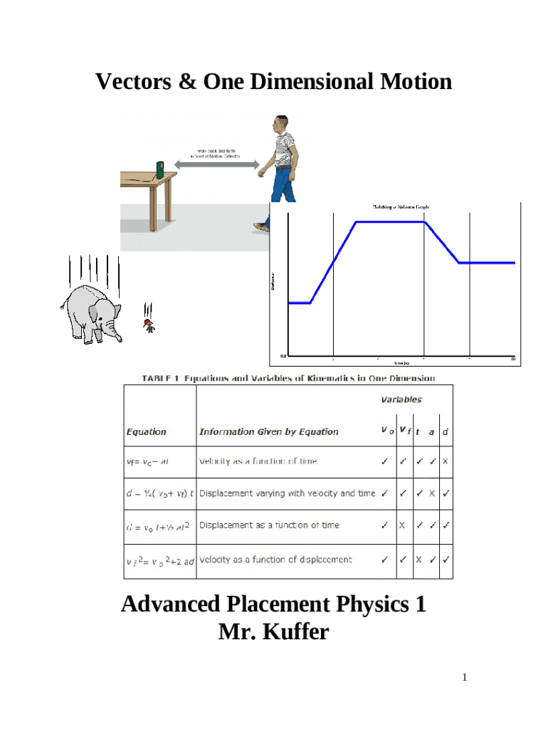 Vectors & One Dimensional Motion Doc Template | pdfFiller
