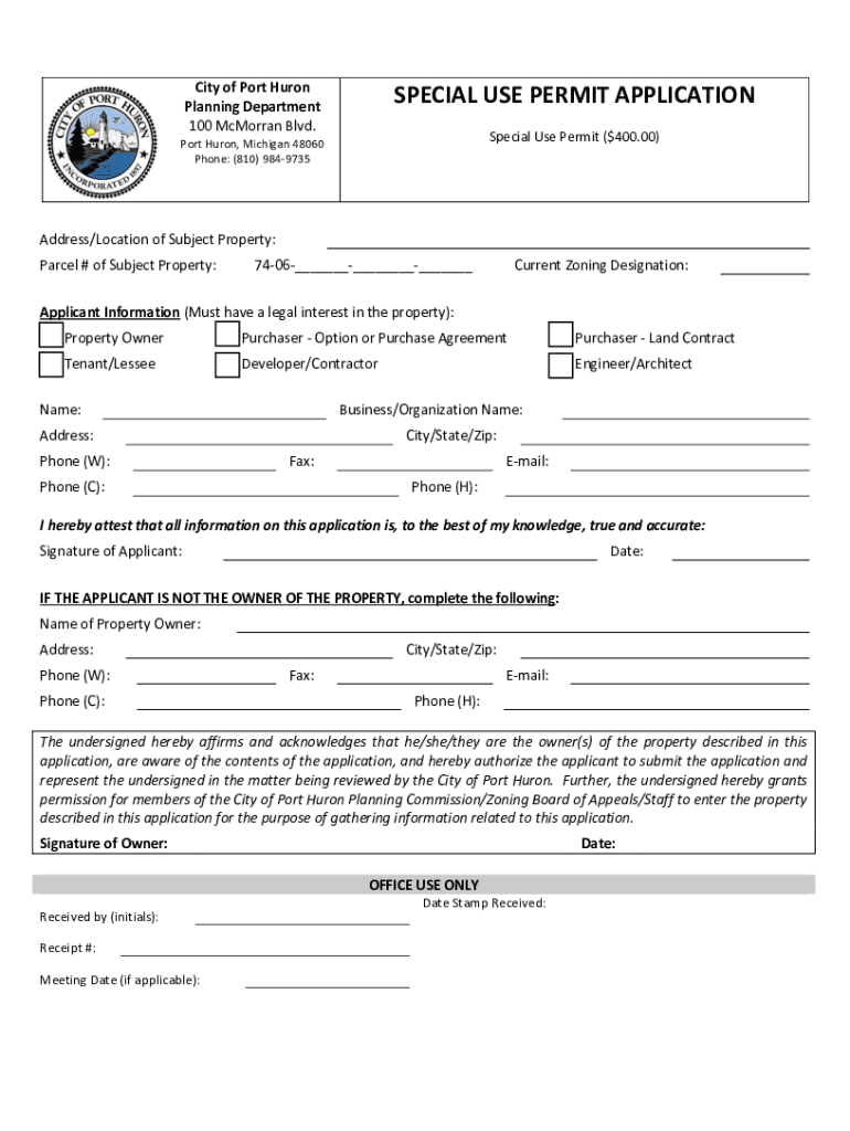MI Special Use Permit Application - City Of Port Huron 2020-2022 - Fill ...