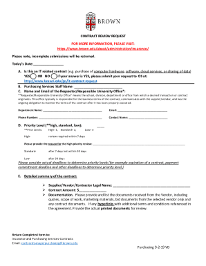 Fillable Online CONTRACT REVIEW REQUEST FOR MORE INFORMATION, PLEASE ...