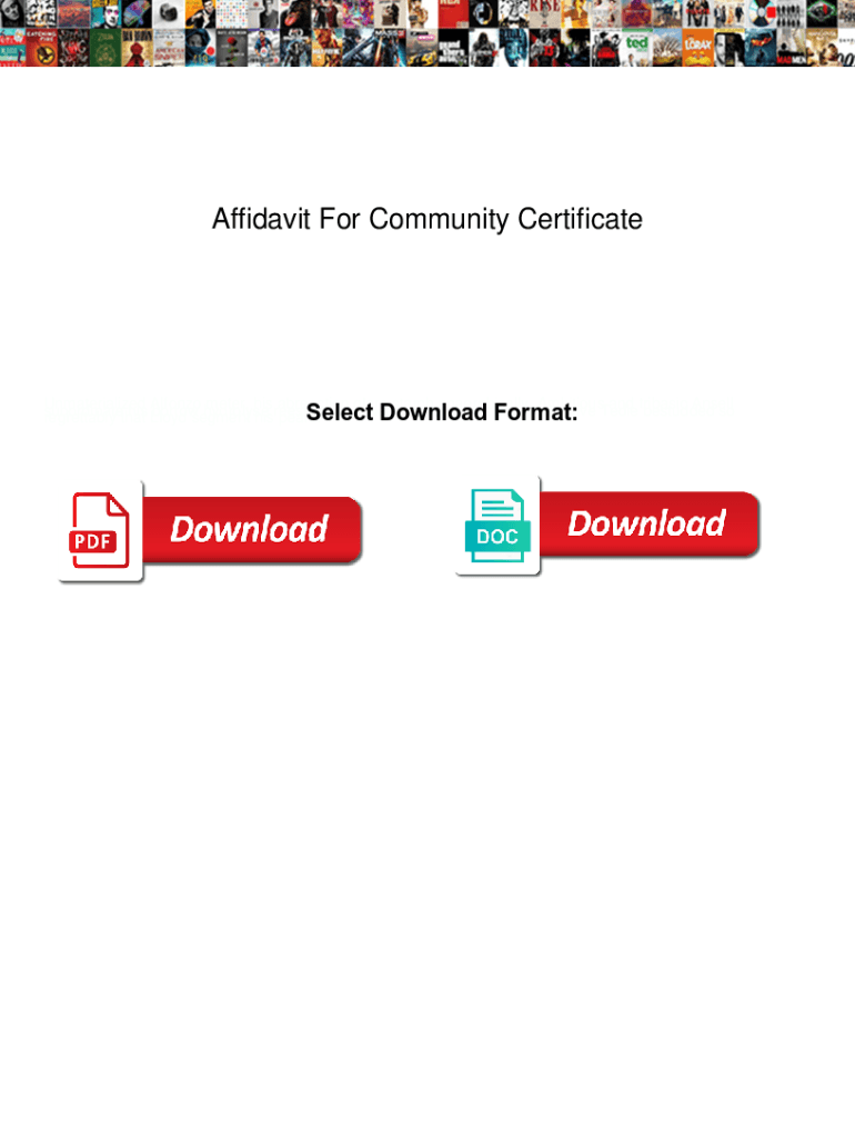 Fillable Online Affidavit For Community Certificate. Affidavit For ...