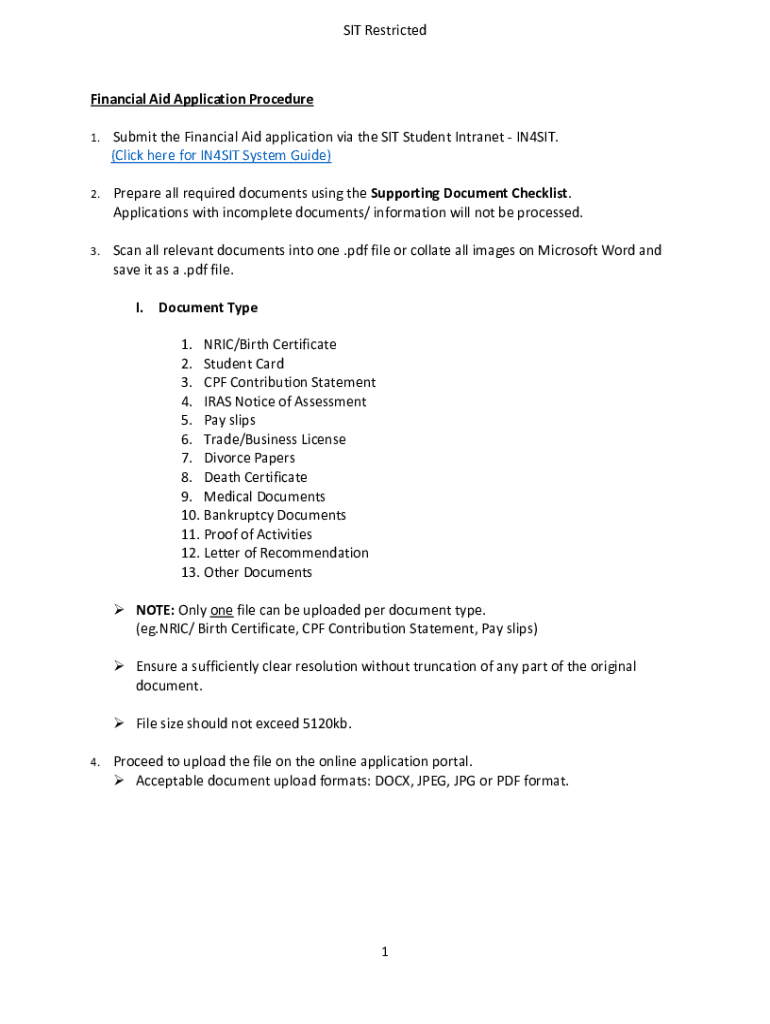 Fillable Online FA Document Checklist 20210.pdf - SIT Restricted ...