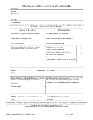 Gifts and Hospitality Declaration Doc Template | pdfFiller