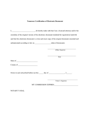 Fillable Online Tennessee Notary Certificate Electronic Copy ...