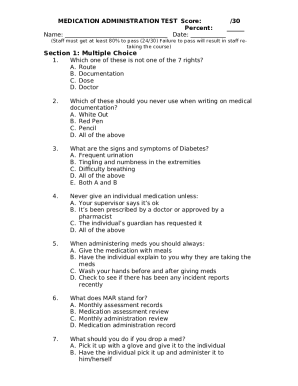 MEDICATION ADMINISTRATION TEST - LoSeCa Foundation Doc Template | pdfFiller