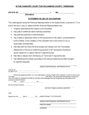 Fillable Online Justia :: Statement In Lieu Of Accounting ... - Court ...