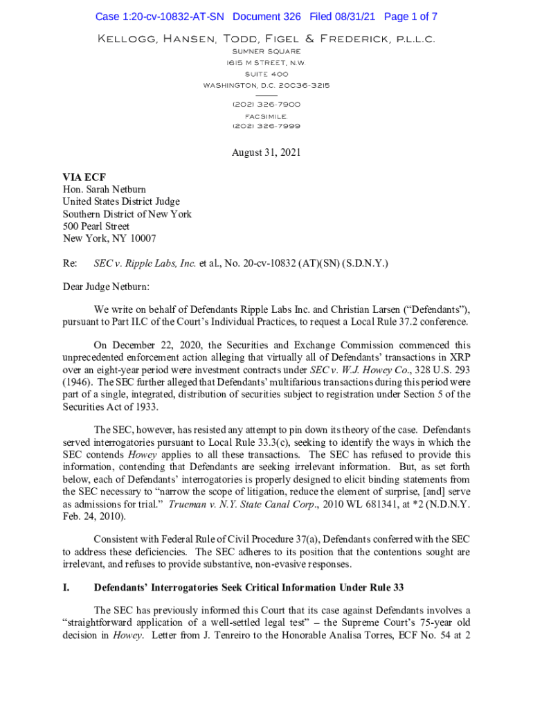 Fillable Online VIA ECF Hon. Sarah Netburn United States District Judge ...