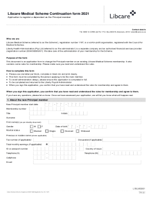 Fillable Online Libcare Medical Scheme Continuation form 2021 Fax Email ...